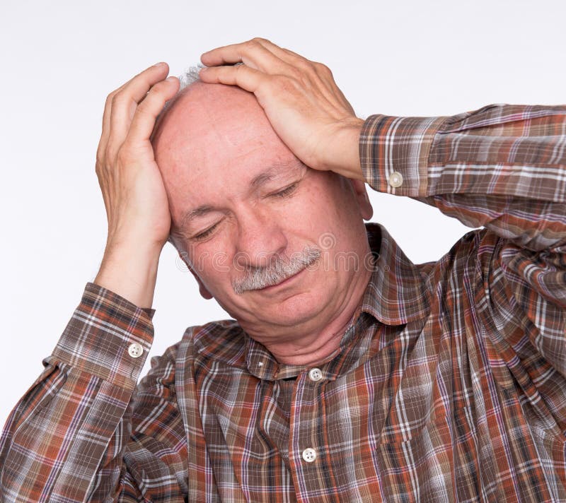 Old Man Suffering from a Headache Stock Image - Image of pain, closeup ...