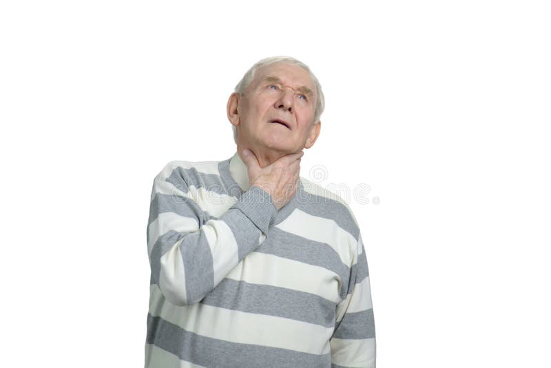 Old Man Suffering from Sore Throat. Stock Image - Image of discomfort ...