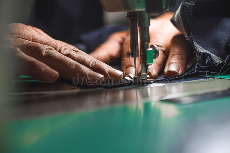 Old Man Tailoring Custom Suit Using Sewing Machine Old School Stock ...