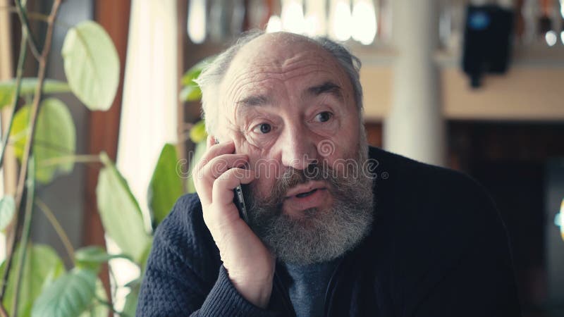 Old Man Talking on the Phone, Distracted and Shouting Emotionally 4K ...