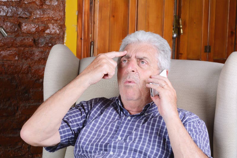 Old man talking on phone. stock photo. Image of older - 90848030