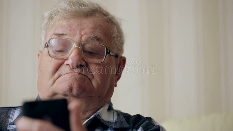 Senior Man Texting On A Mobile Phone. Stock Footage - Video of message ...