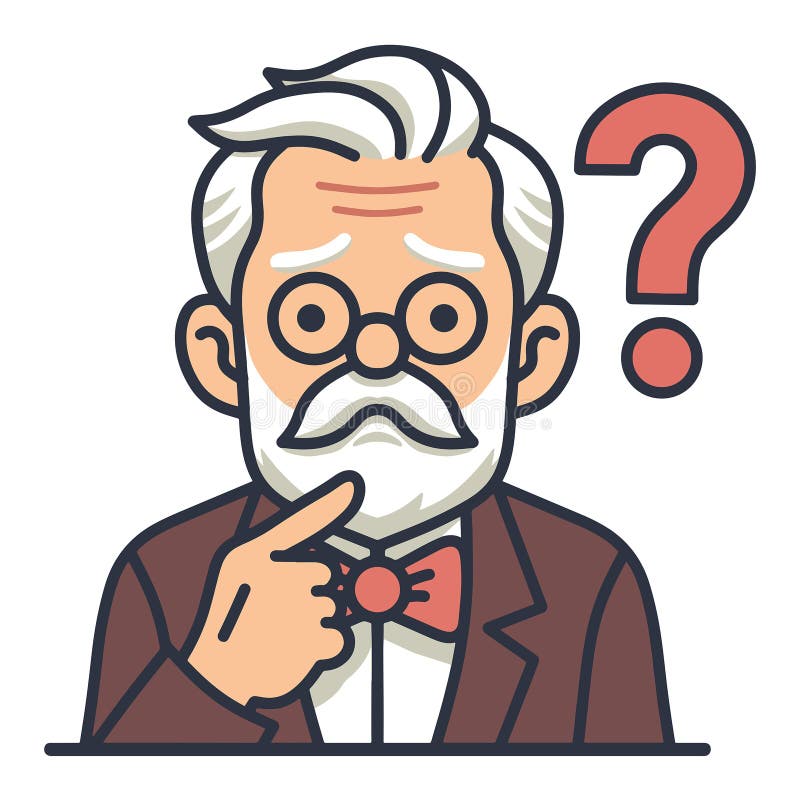 Old Man Thinking Question Design Stock Vector - Illustration of male ...