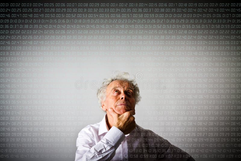 Old Man and Time. Digital Time is Passing. Stock Image - Image of ...