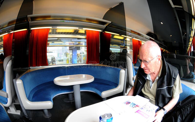 Old man in train stock image. Image of suspension, track - 14291827