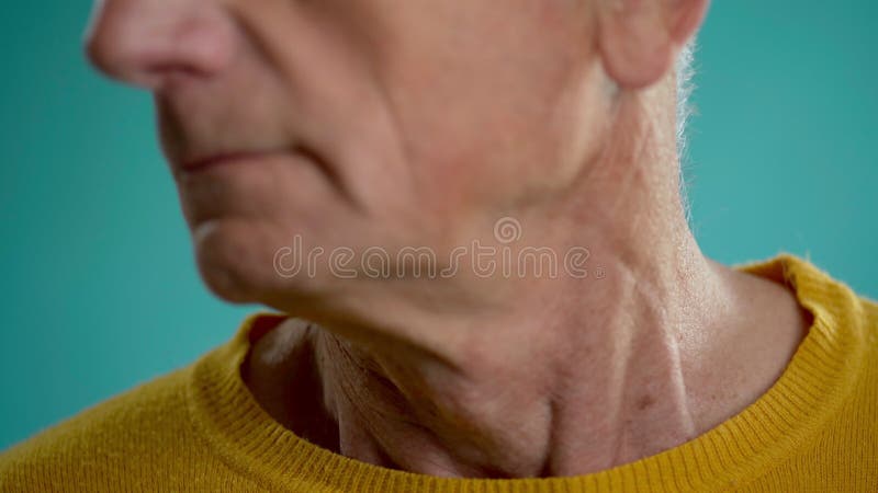 Old Man Turning the Head Left and Right. Doing Strengthening Exercise ...