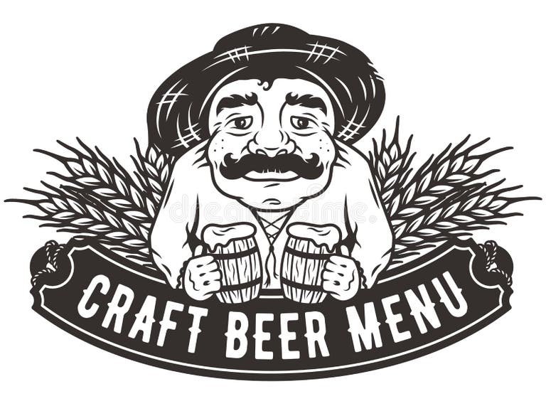 Old Man with Two Pints of Beer Stock Vector - Illustration of brew ...