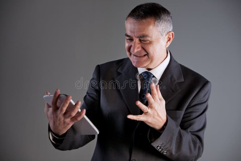 Old Man Using a Digital Tablet Stock Image - Image of opportunities ...