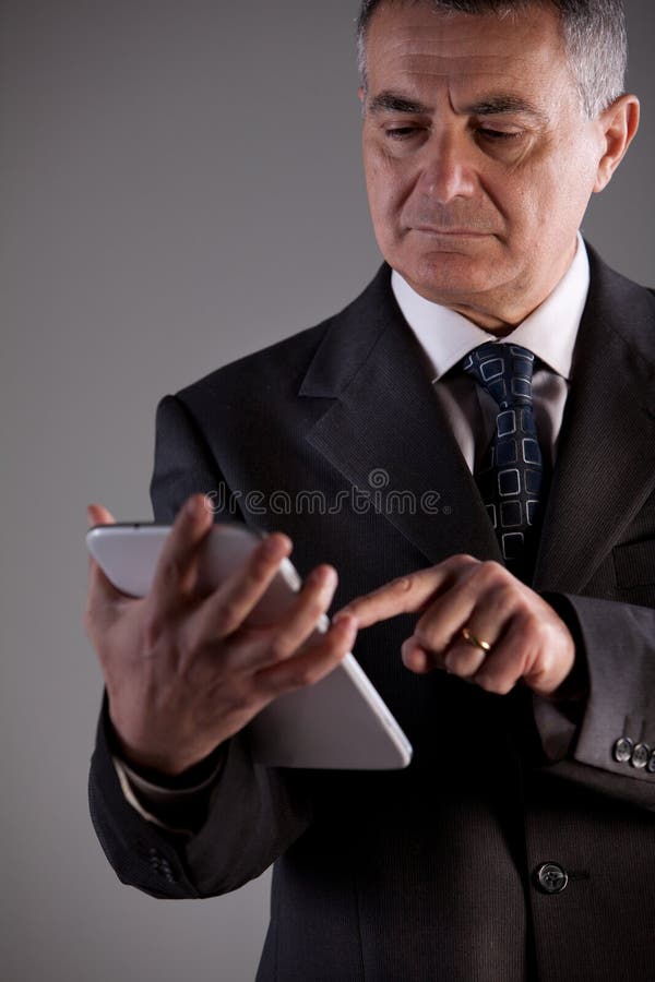 Old Man Using a Digital Tablet Stock Image - Image of natural, maker ...