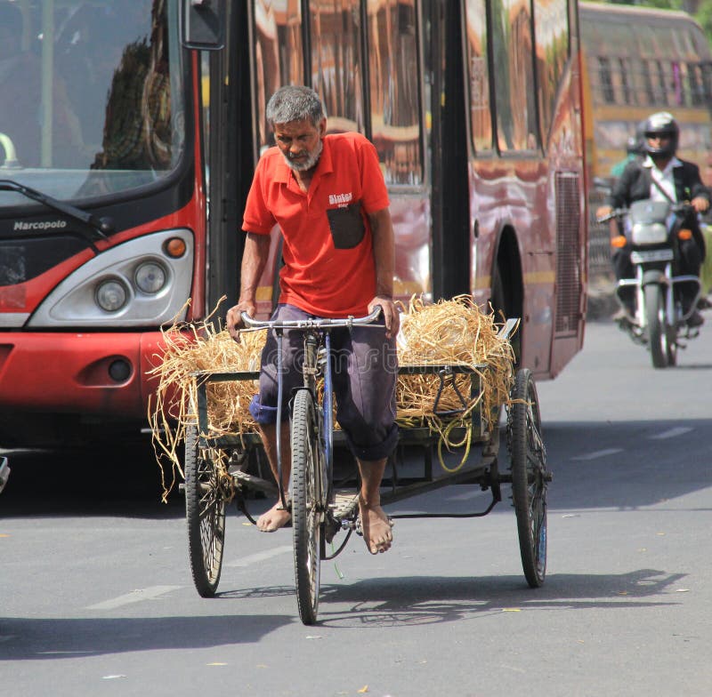Old Man Using Tricycle As a Goods Transport Vehicle Editorial Stock ...