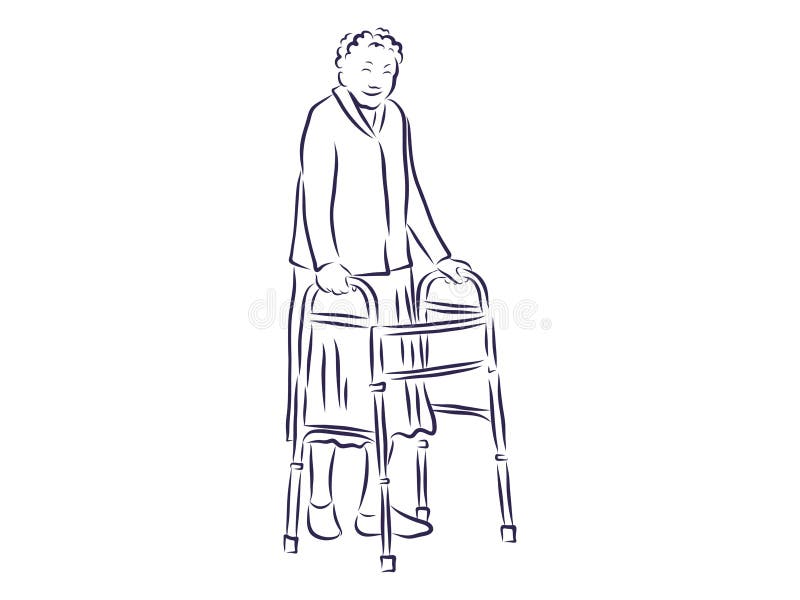 Elderly Man Using Walker Stock Illustrations – 48 Elderly Man Using ...