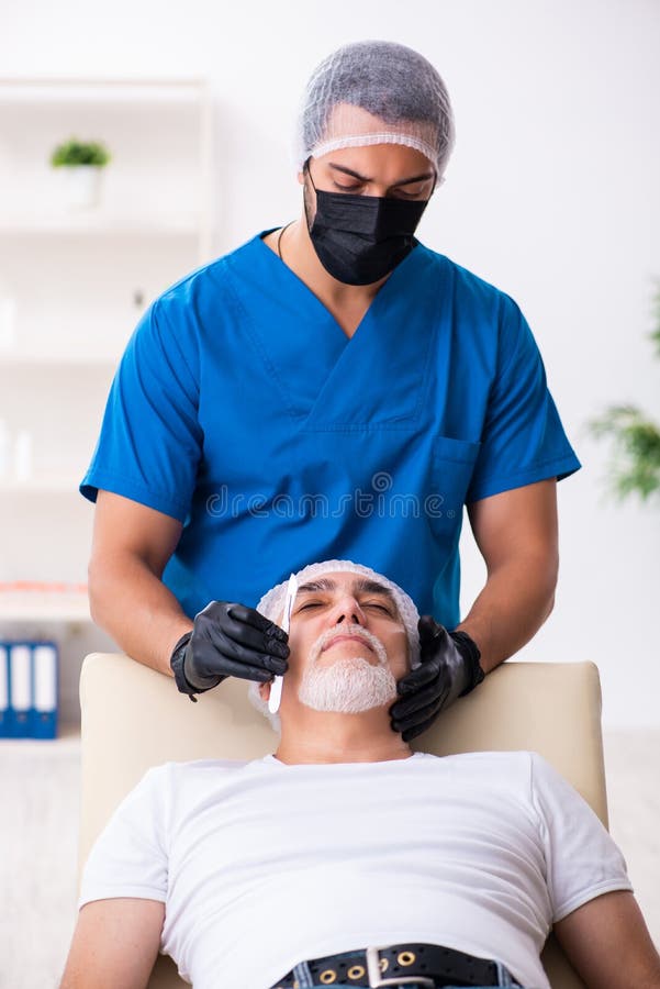 Old Man Visiting Male Doctor for Plastic Surgery Stock Image - Image of ...