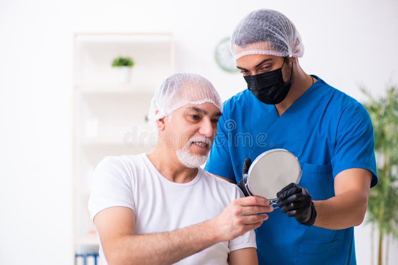 Old Man Visiting Male Doctor for Plastic Surgery Stock Photo - Image of ...