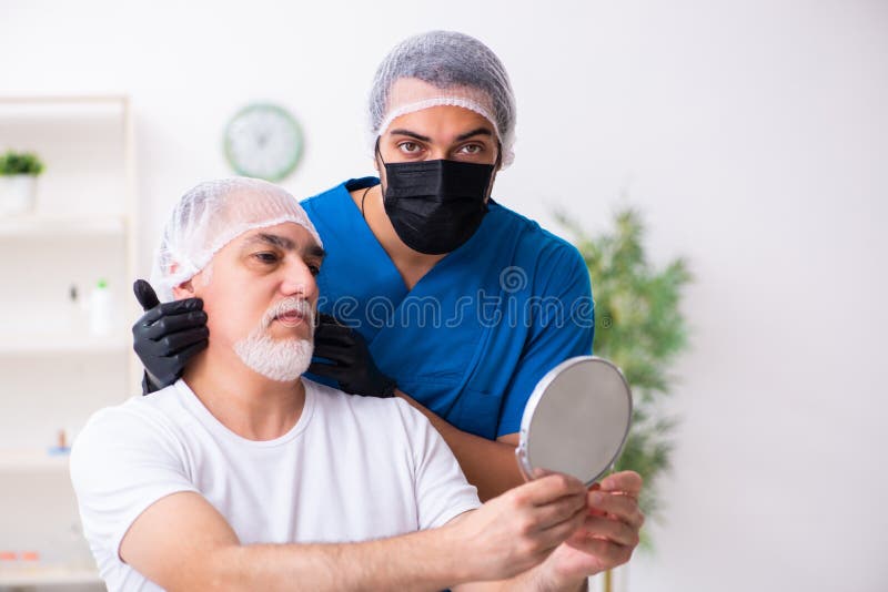 Old Man Visiting Male Doctor for Plastic Surgery Stock Photo - Image of ...