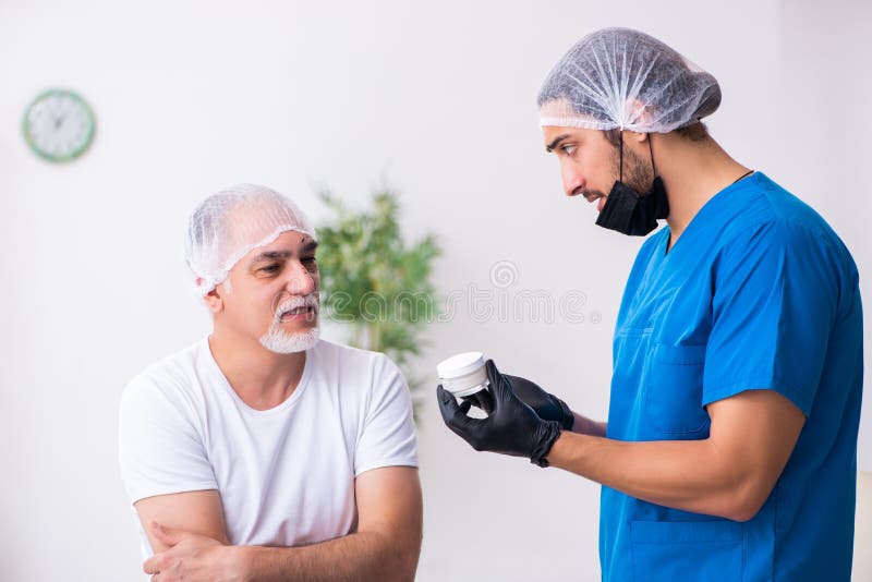 Old Man Visiting Male Doctor for Plastic Surgery Stock Photo - Image of ...