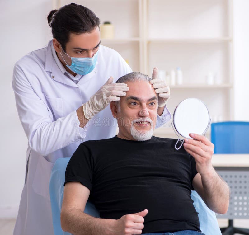Old Man Visiting Young Doctor for Plastic Surgery Stock Image - Image ...