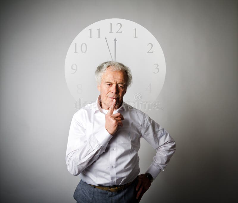 Old Man is Waiting. Three Minutes To Twelve. Stock Image - Image of ...