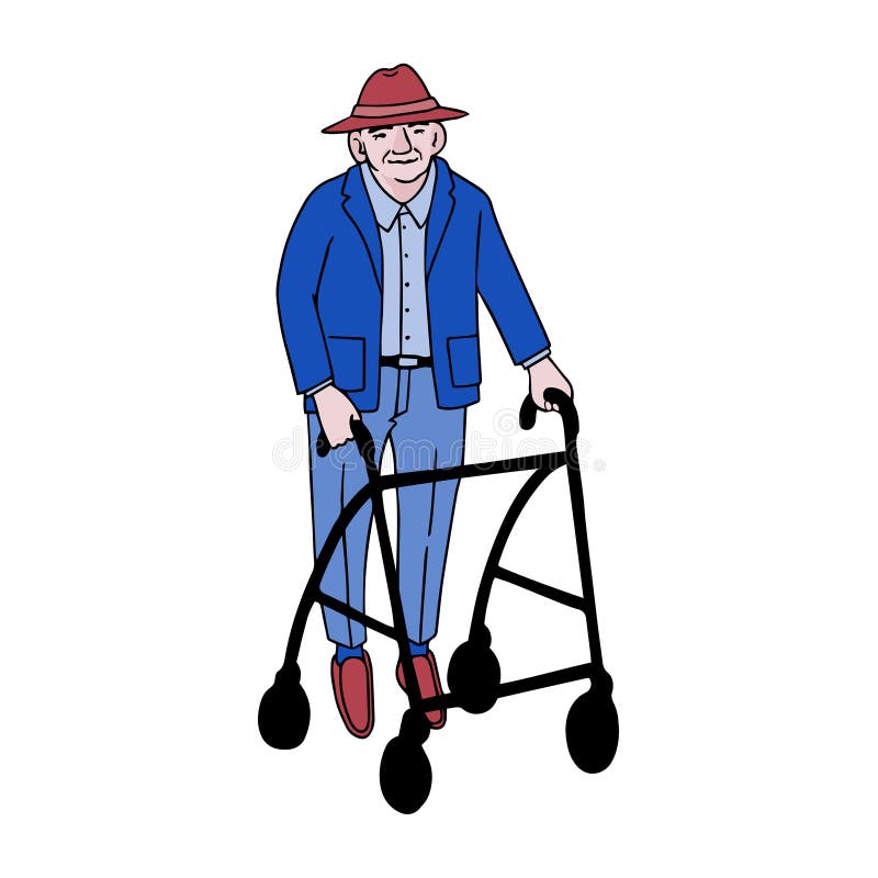 Rollator Adult Walker Line Icon Vector Illustration Stock Vector ...