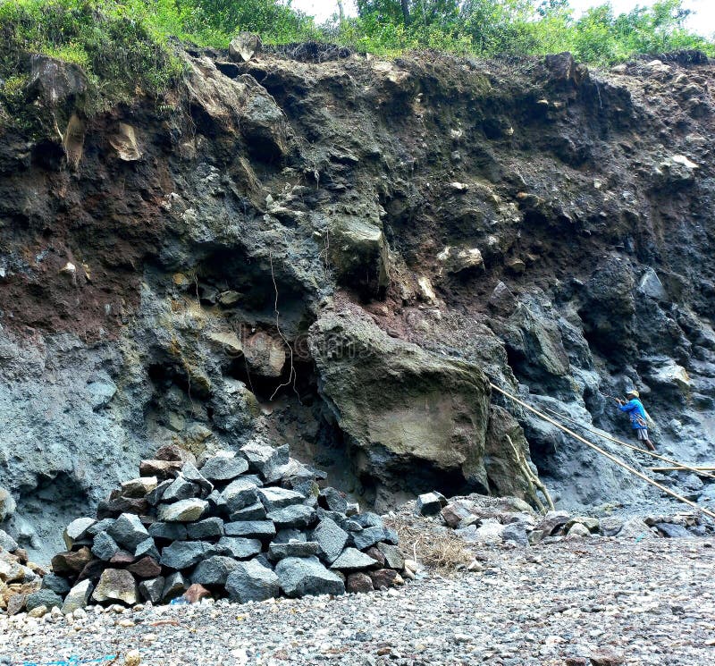 An Old Man Was Mining Sand in the Village Stock Photo - Image of tree ...