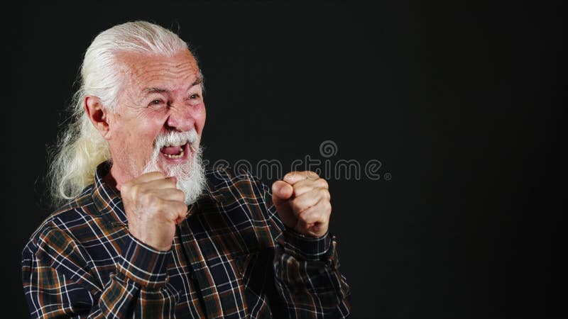 The Old Man is Watching Something Excitement Stock Image - Image of ...