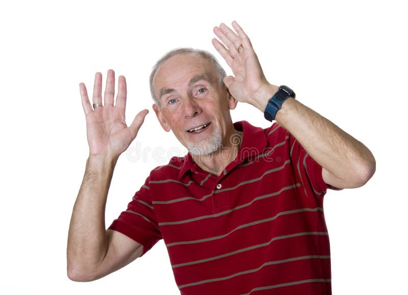 Old Man Waving with Both Hands Stock Image - Image of comic, happy: 9838521