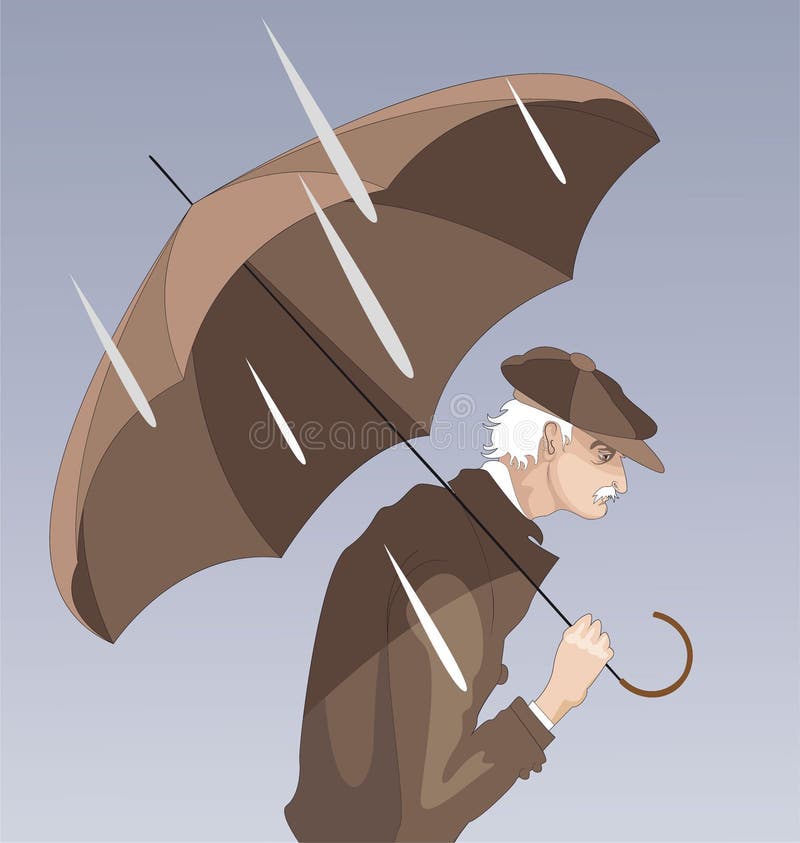Old man and rain stock illustration. Illustration of male - 29969609