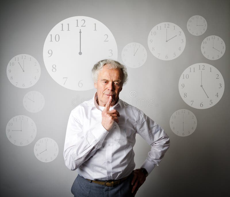 Old Man in White and All Day. Time is Passing. Stock Image - Image of ...