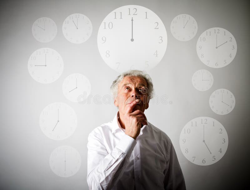 Old Man in White and All Day. Time is Passing. Stock Photo - Image of ...