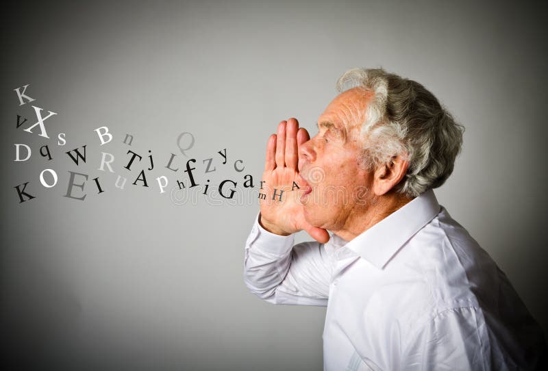 Old Man in White is Screaming. Stock Photo - Image of chat, noise ...