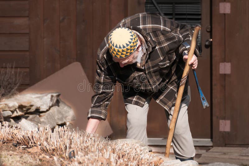Old Man at Work in His Garden Stock Image - Image of elderly, kufi ...