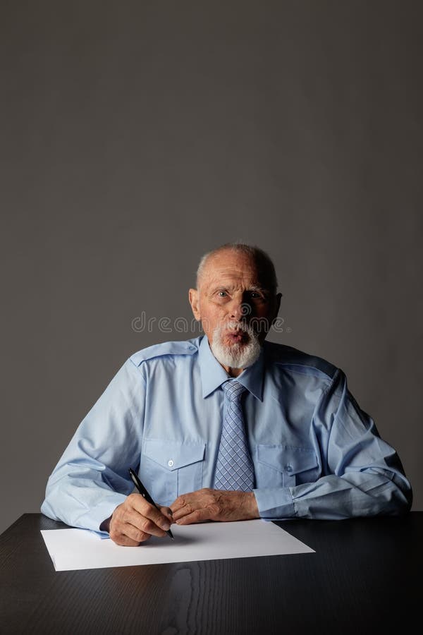 Old man is writing stock image. Image of education, sitting - 164894517