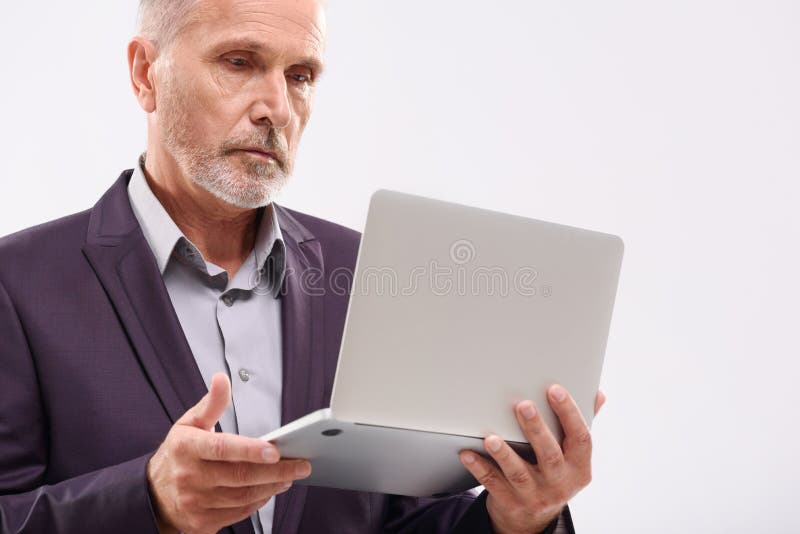 Old Manager Holding a Notebook Stock Image - Image of isolated, fresh ...