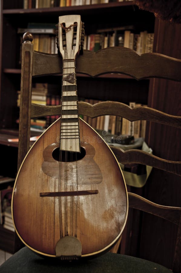 Old Mandolin Guitar in a Retro Setting Stock Image - Image of music ...