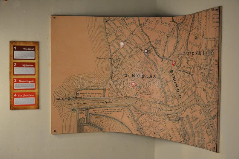 Old Manila Map at Chinatown Museum in Manila, Philippines Editorial ...