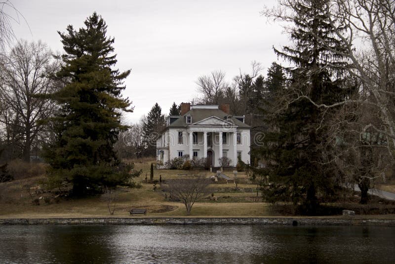 Old Mansion in fall stock photo. Image of view, lake - 223663670