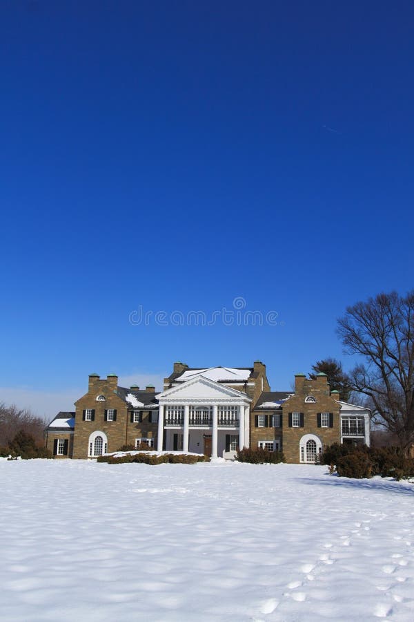 Luxurious Mansion with Snow Ground Stock Image - Image of luxurious ...