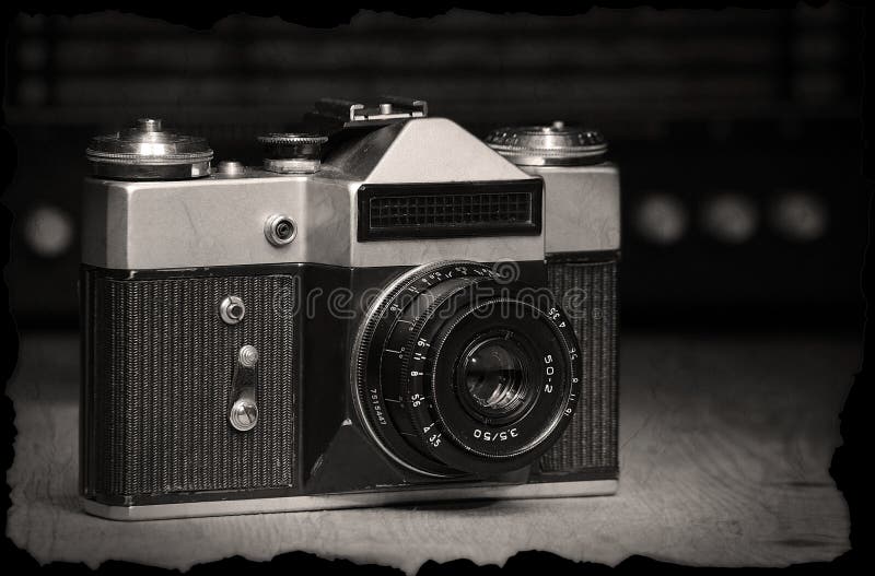 Old Manual Camera with Old Radio Stock Image - Image of style, analog ...