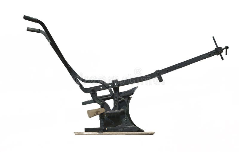 Old Manual Plow Isolated Over White Stock Image - Image of europe ...