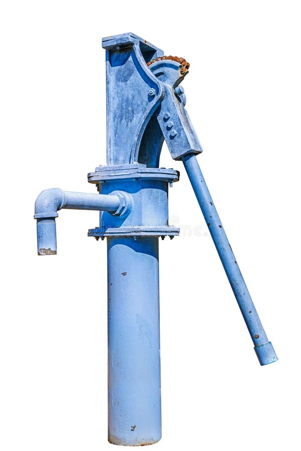 Old Manual Water Pump Isolated on White Stock Image - Image of iron ...