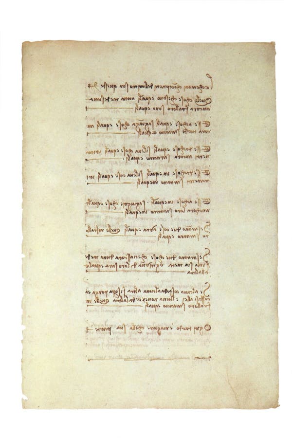 Leonardo Da Vinci Manuscript Editorial Image - Image of mirror, book ...