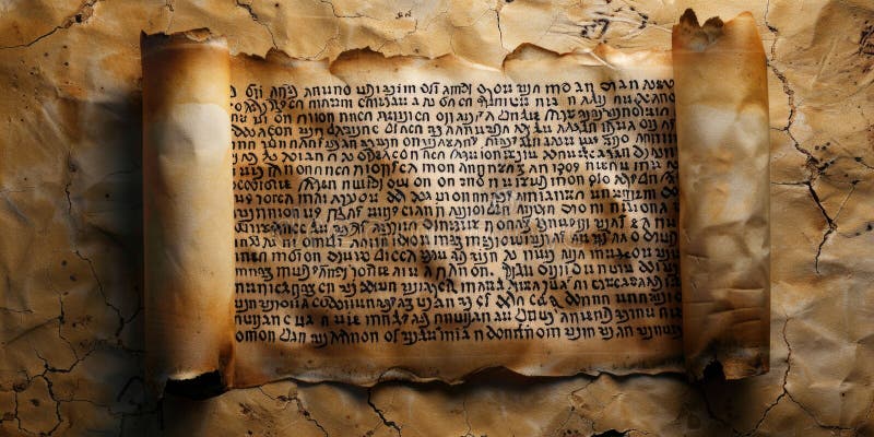 Old Manuscript Parchment Hebrew Text Ancient Biblical Scroll Prophets ...
