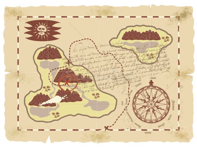 Old-fashioned treasure map stock vector. Illustration of fashioned ...