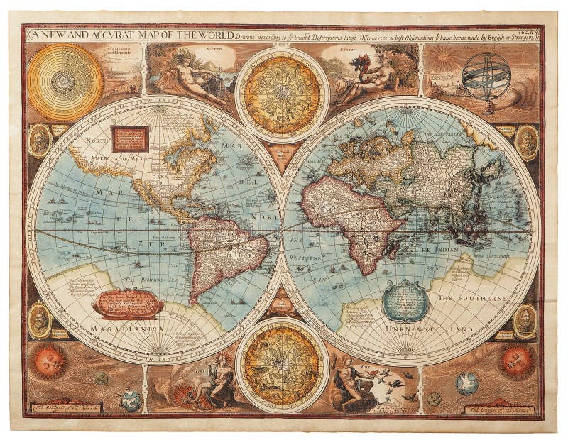 Vintage map of the world stock image. Image of paper - 22615655