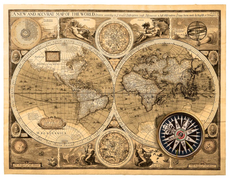 Vintage map 1746 stock image. Image of oceans, antique - 30296509