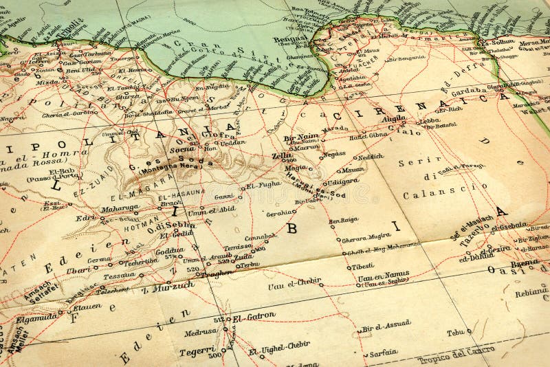 Old map (1929) of Libya stock photo. Image of grunge - 25505376