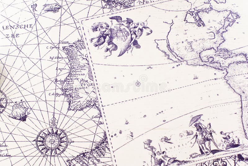 Antique sea map or chart stock photo. Image of exploration - 6839694