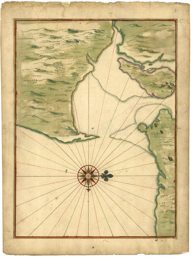 Old Map - Sea Sailing Chart Stock Photo - Image of continents, islands ...