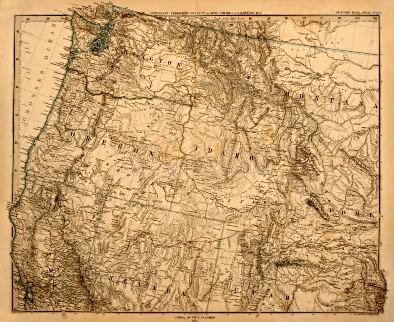Old Map of America S Pacific Northwest. Stock Photo - Image of oregon ...