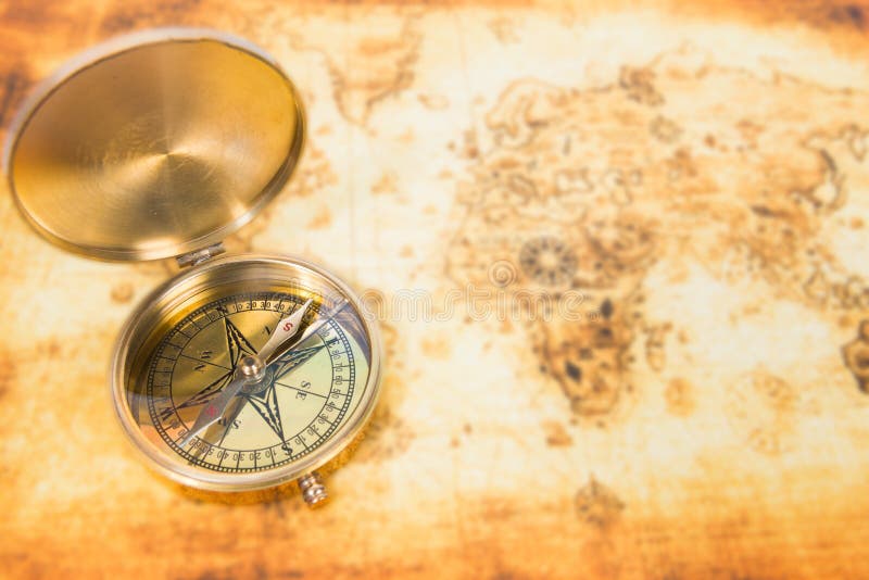 Old Map with an Ancient Compass Stock Image - Image of grungy, europa ...