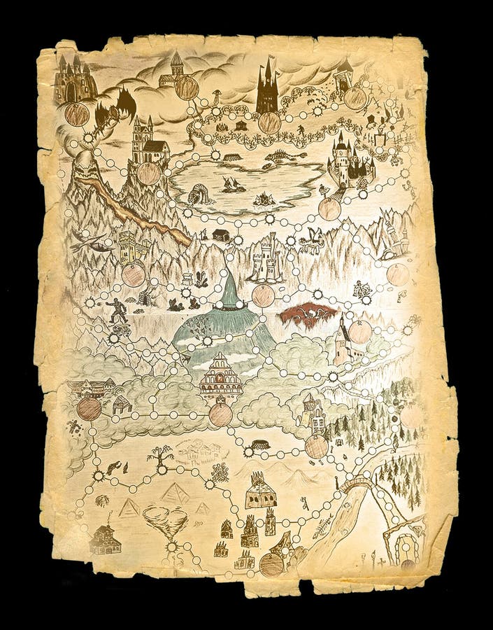 Old Map of the Board Game Fantasy World Stock Illustration ...